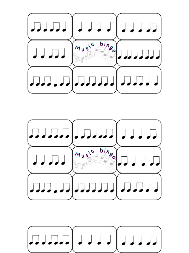 Music Bingo - Eight note and quarter note | PDF