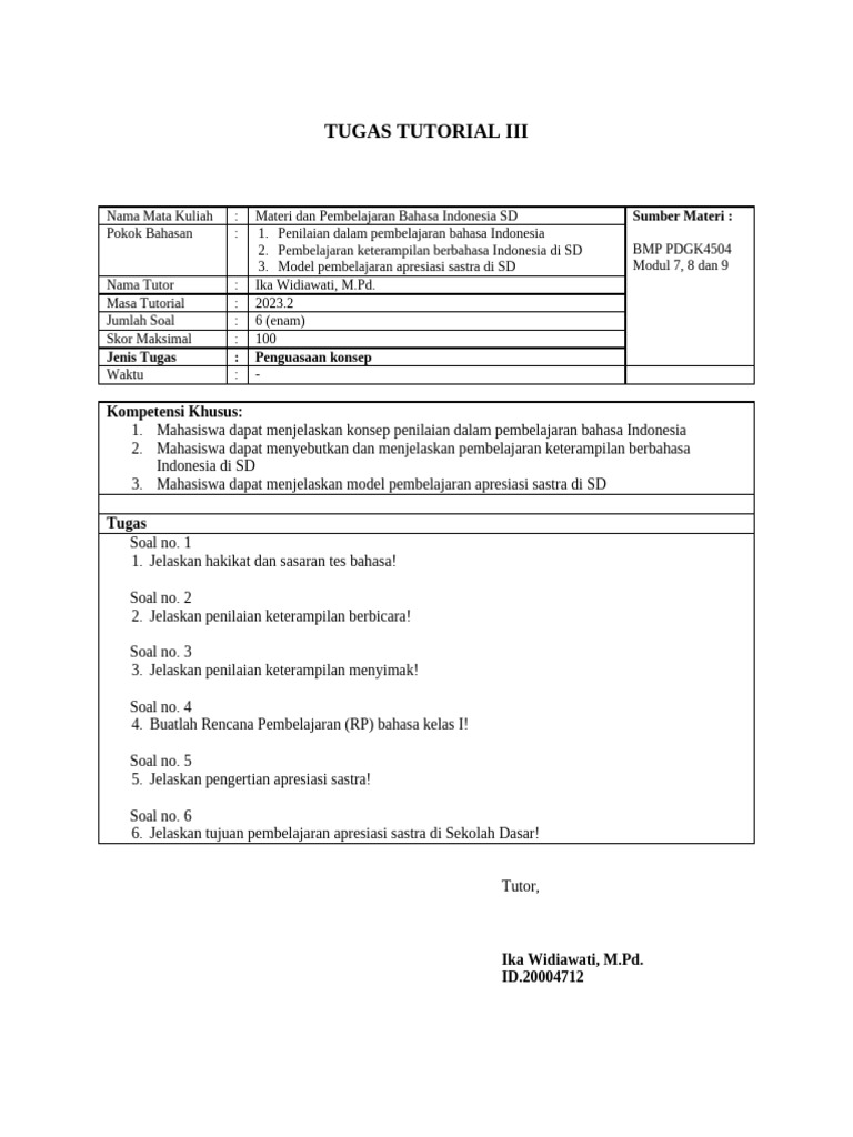 Tugas Tutorial III | PDF