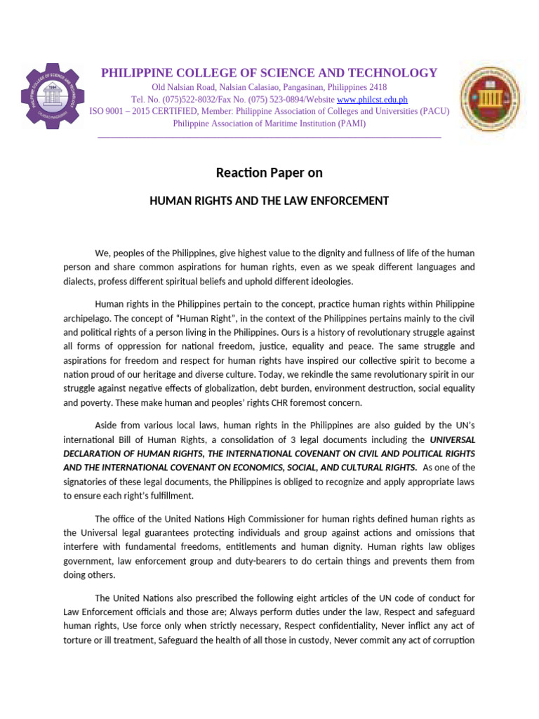 HUMAN RIGHTS AND LAW ENFORCEMENT - Benjie | PDF | Human Rights | Rights