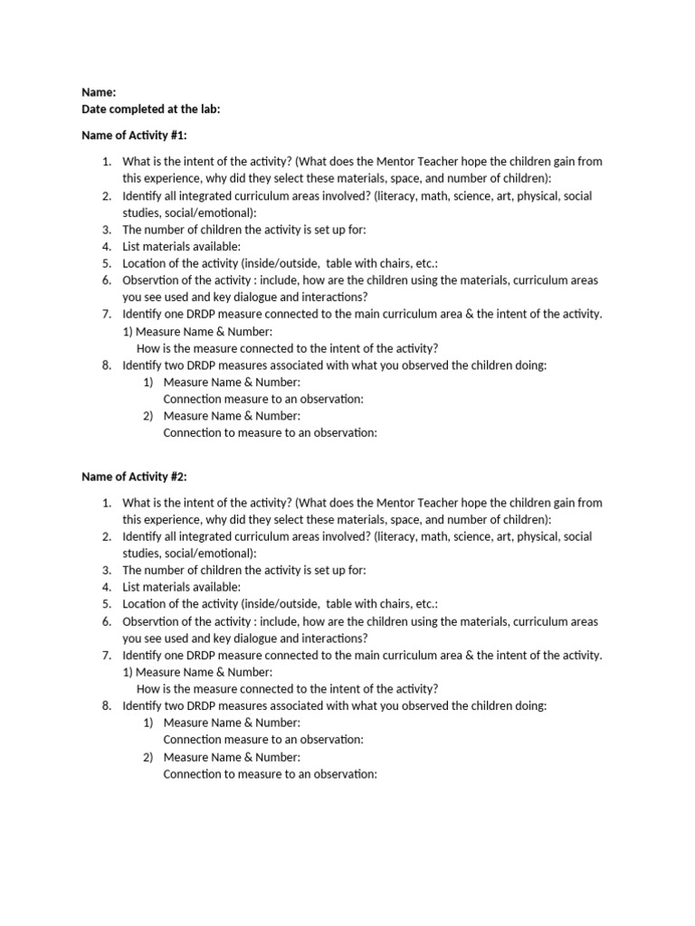 Curriculum Worksheet Canvas 2 | PDF