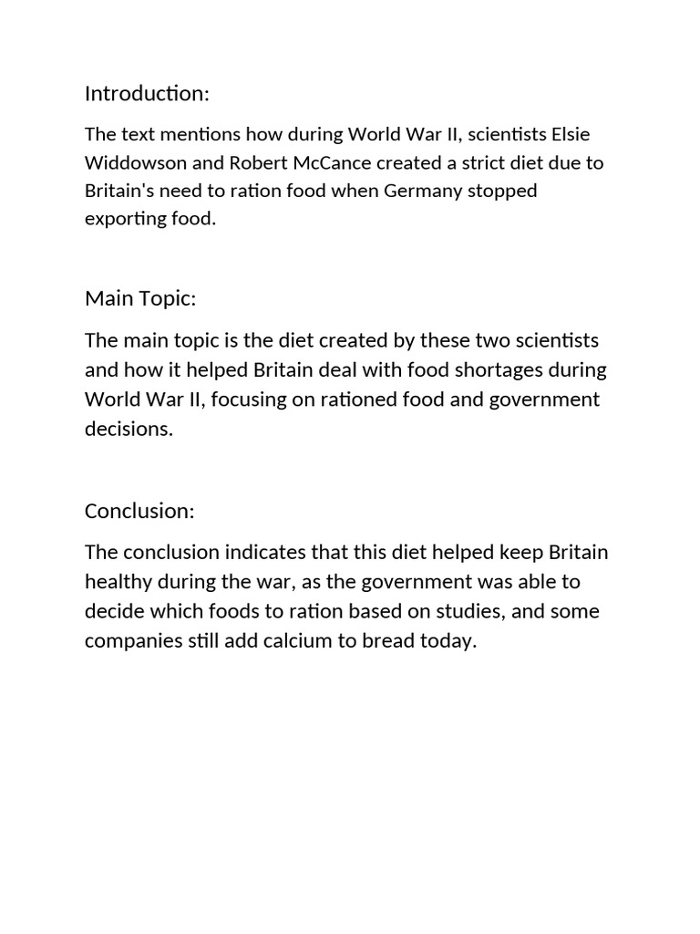 World War II Diet | PDF