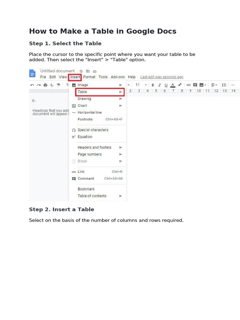 Create Tables in Google Docs Easily | PDF