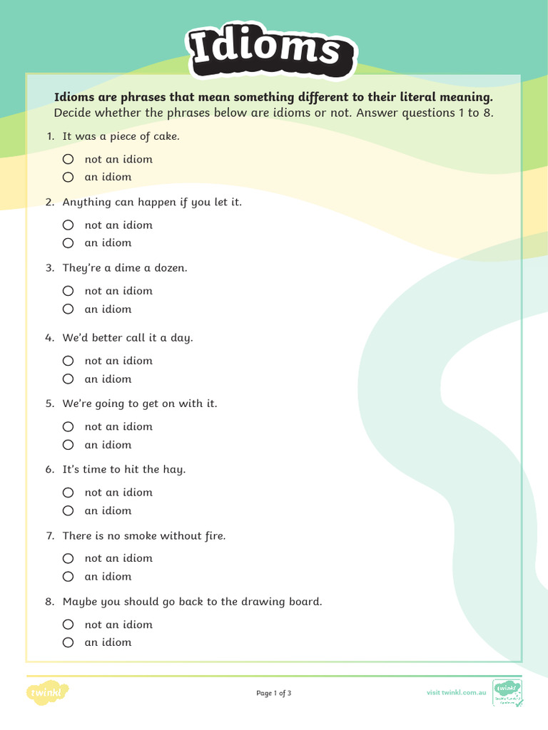 -idioms-worksheet_ver_2 | PDF | Idiom