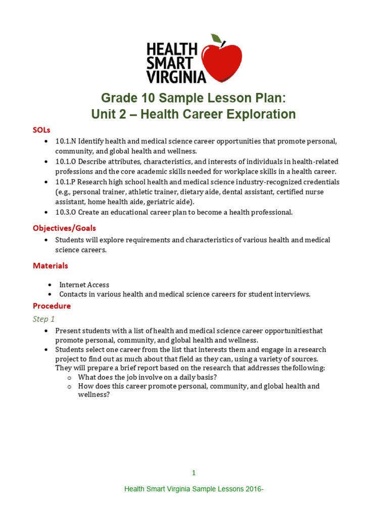gr10 He 2 Health Career Exploration | PDF | Learning