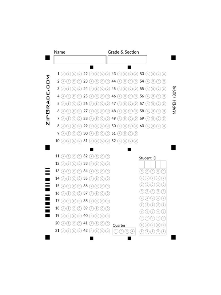 Mapeh Answer Sheet | PDF