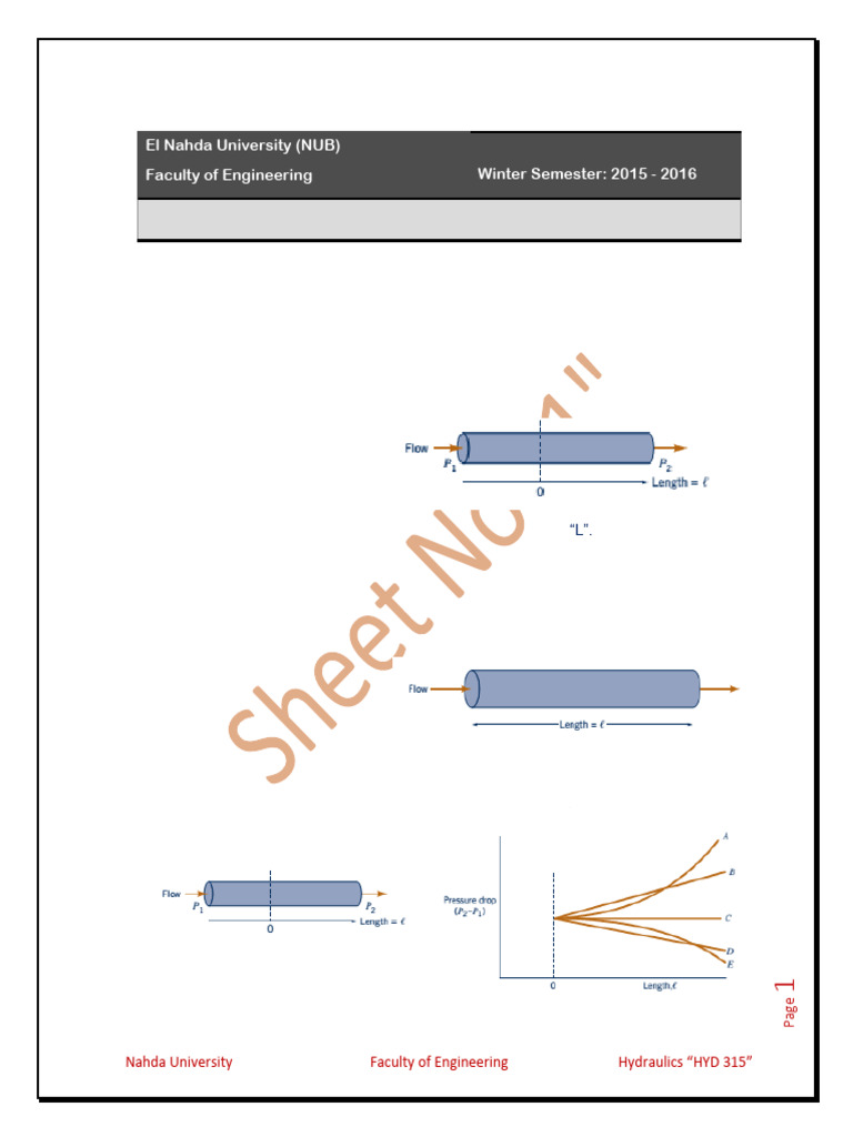 Sheet of Pipe Flow - PDF - 50522 | PDF | Fluid Dynamics | Reynolds Number