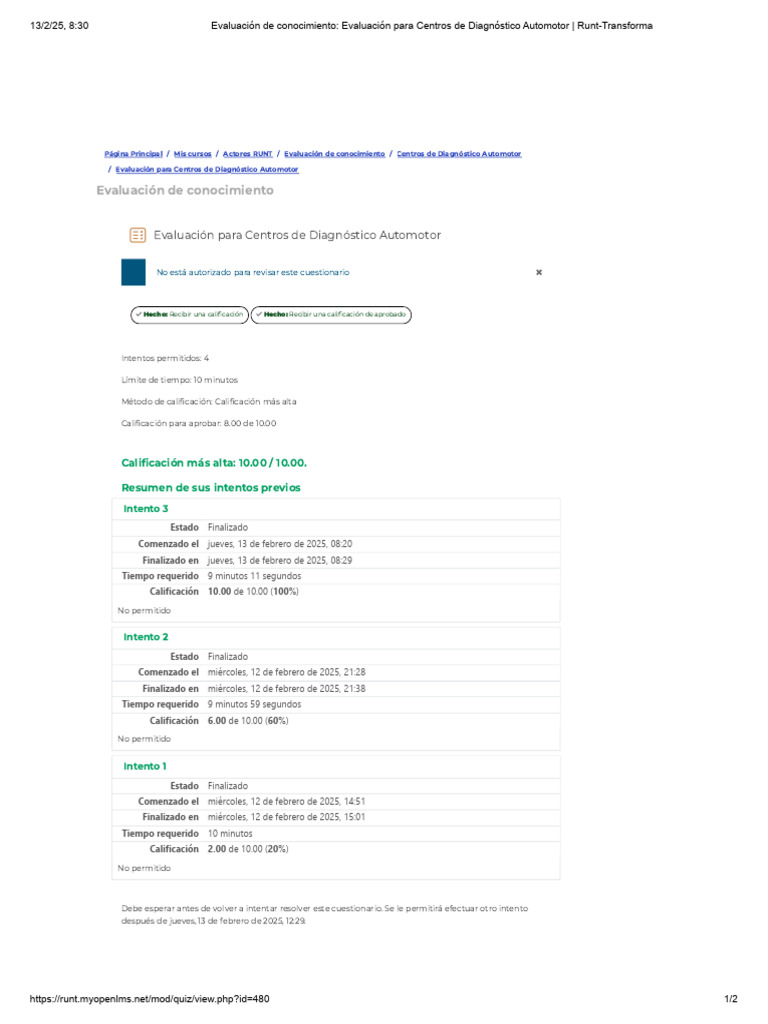 Evaluación de Conocimiento - Evaluación para Centros de Diagnóstico Automotor - Runt-Transforma ...