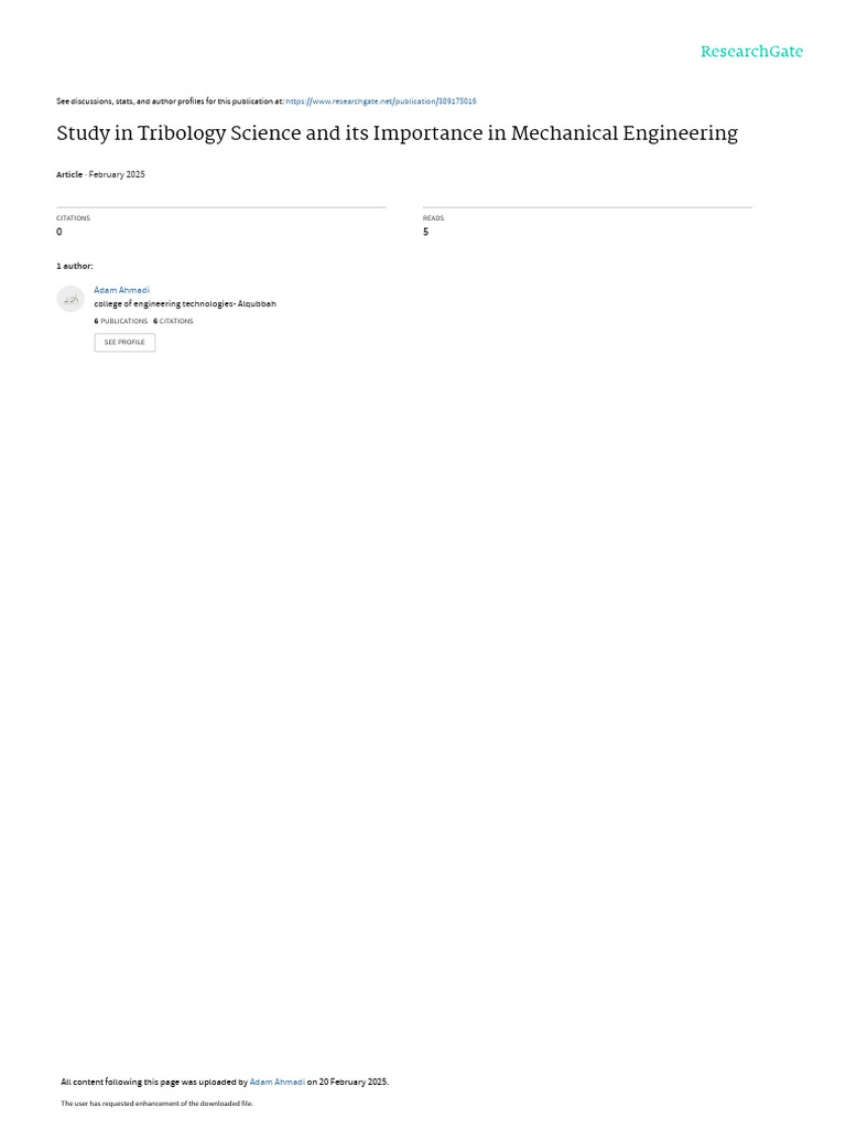 Study in Tribology Science and Its Importance in Mechanical Engineering ...