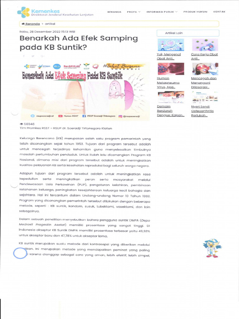Efek Samping KB Suntik | PDF