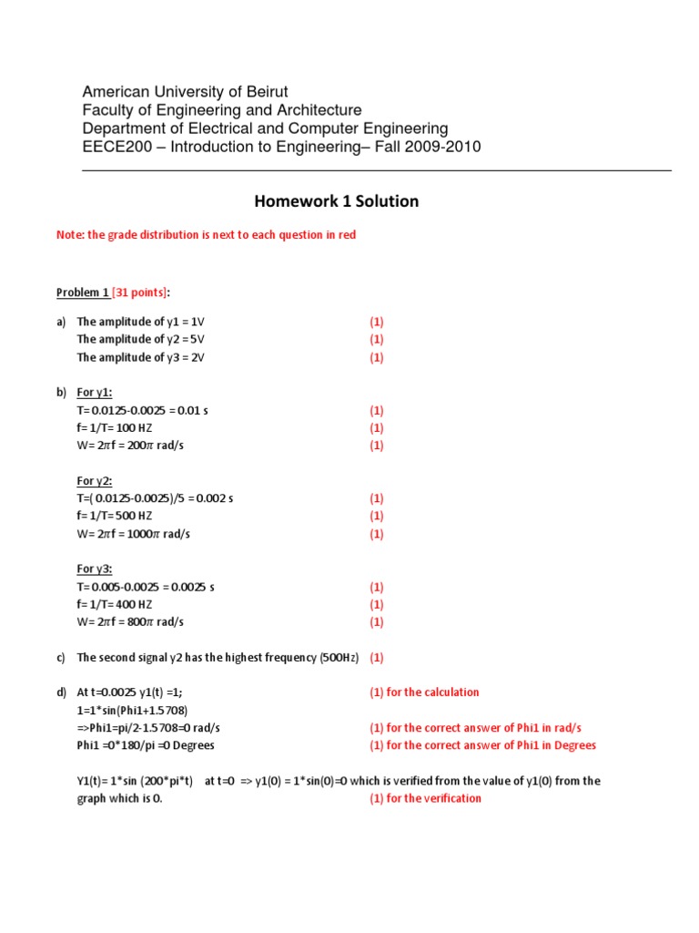 Solution HW1 | PDF | Science & Mathematics