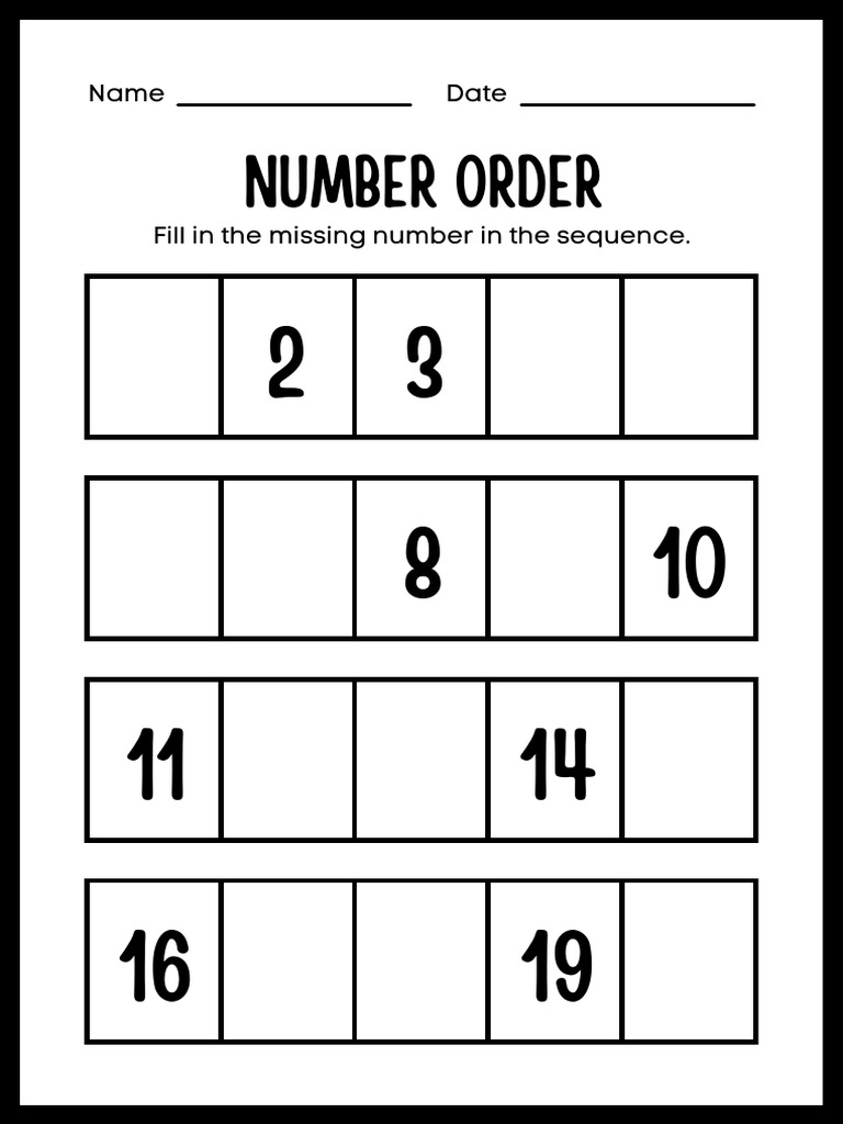 Ordering Numbers 1-20 Activity Worksheet for Kids | PDF