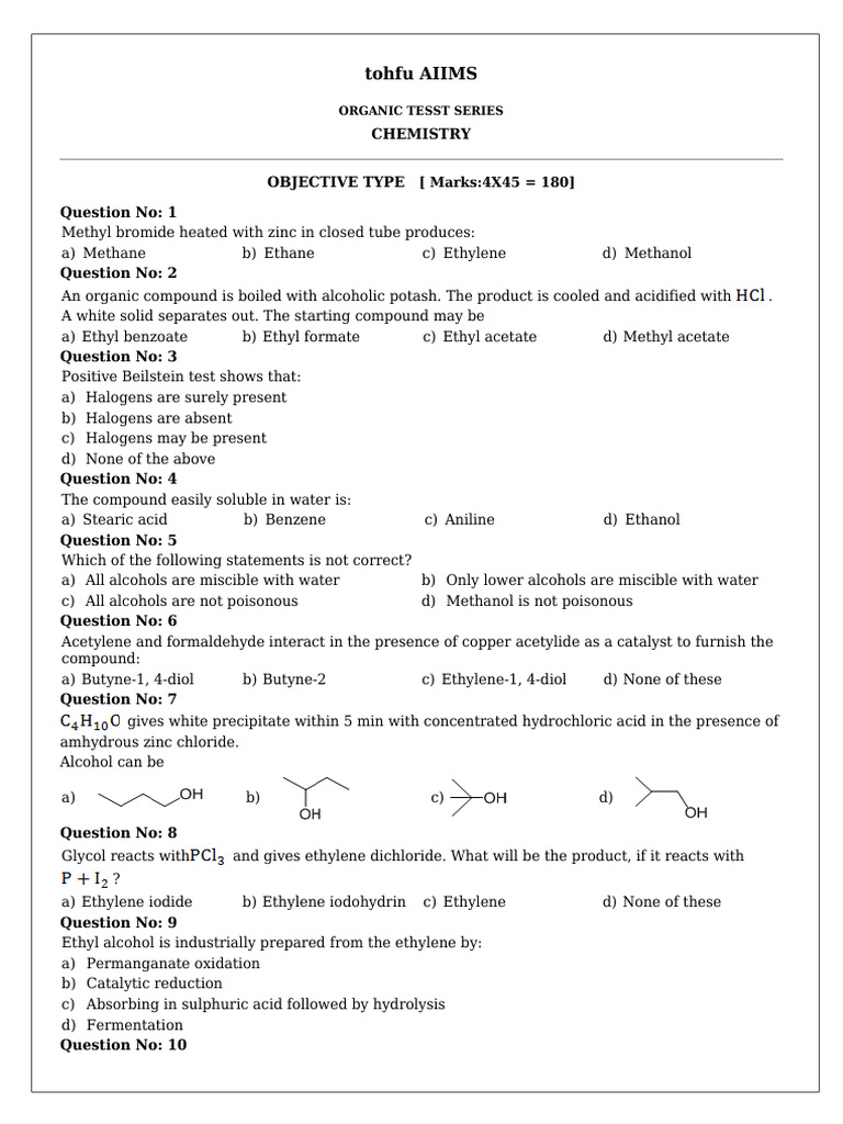 Chemistry Sample Paper | PDF | Amine | Organic Chemistry