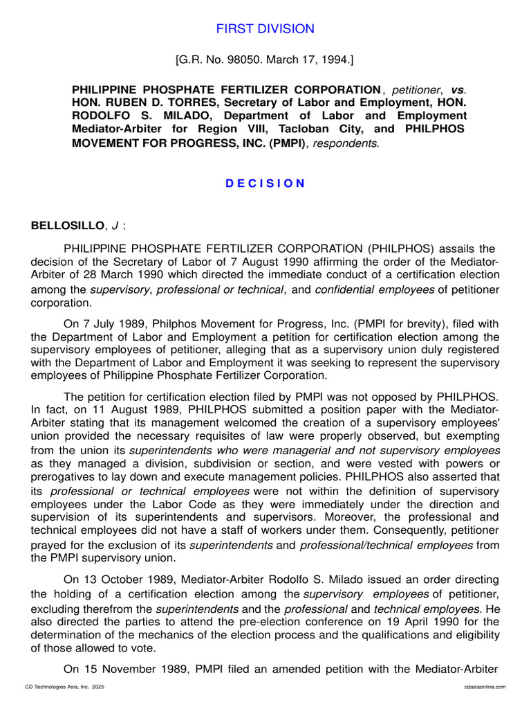 4.03 Philippine Phosphate Fertilizer Corp. v. Torres | PDF | United ...