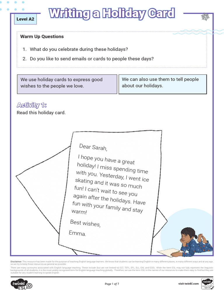 How to Write a Holiday Card | PDF | English As A Second Or Foreign ...