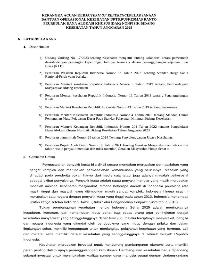 TOR - PROGRAM - KUSTA - 2025 Baru | PDF