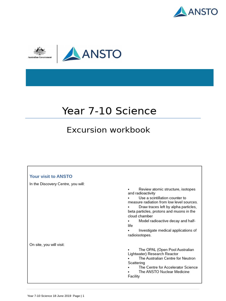 Y7-10 Hands On Format Excursion Workbook | PDF | Neutron | Radioactive ...