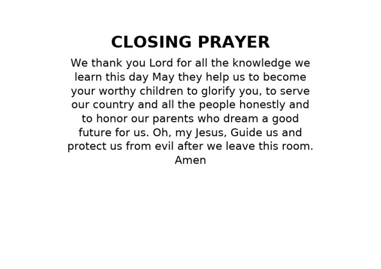 Closing Prayer for Guidance and Gratitude | PDF