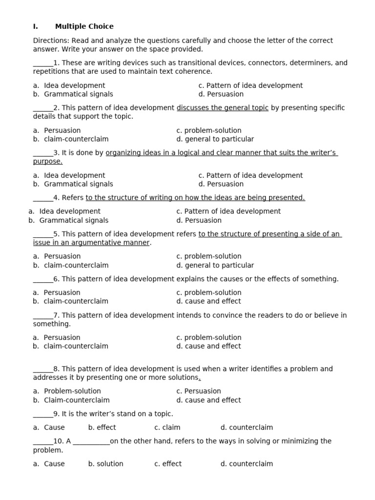 Written Assessment q4 Week 1 | PDF | Persuasion
