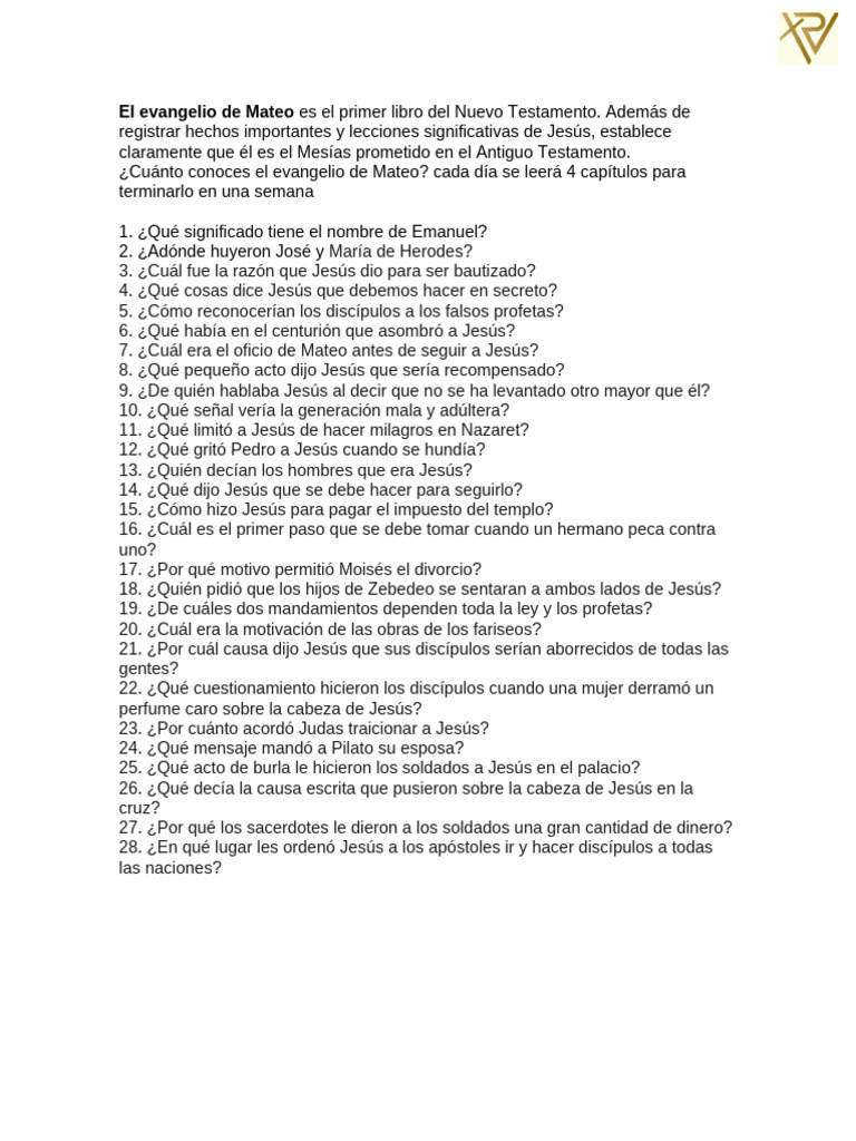 Preguntas de Mateo | PDF