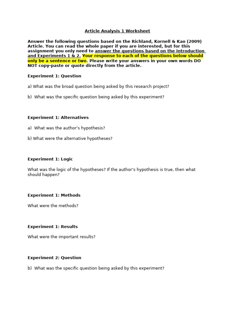 ArticleAnalysis1_Worksheet | PDF