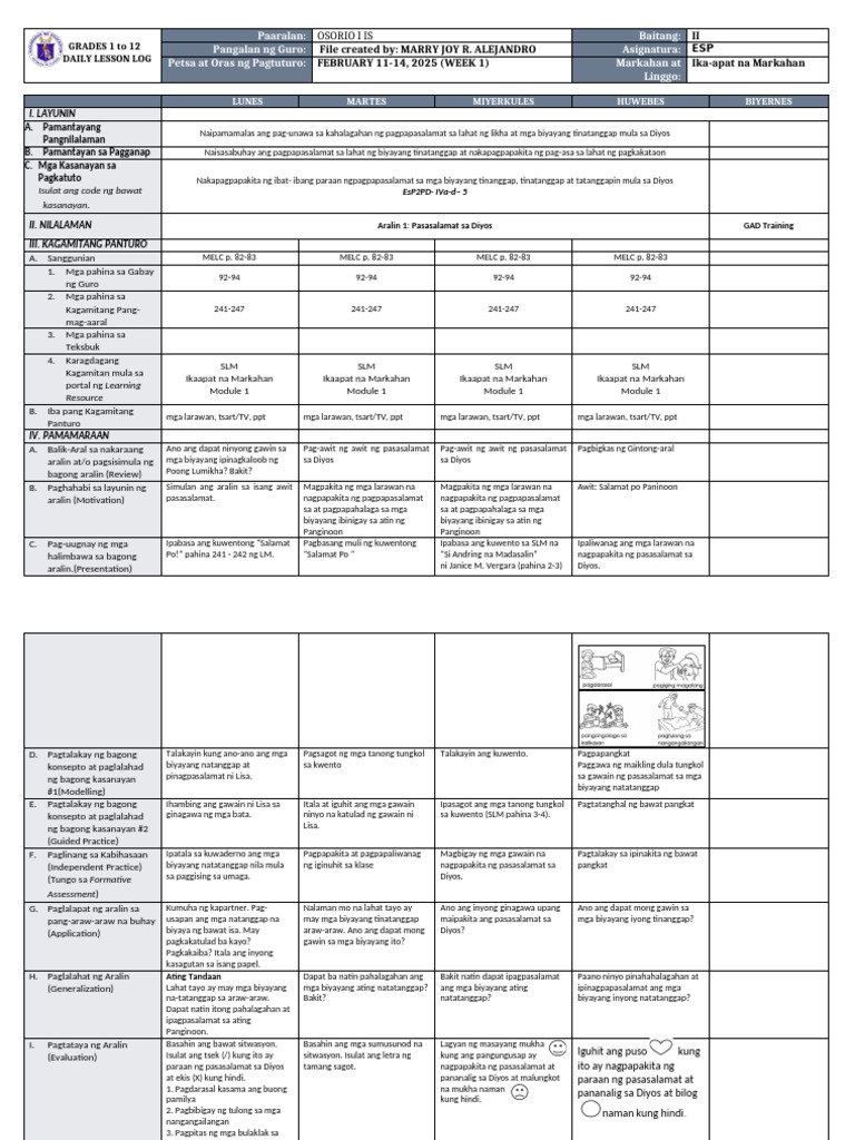 DLL - Esp 2 - Q4 - W1 | PDF