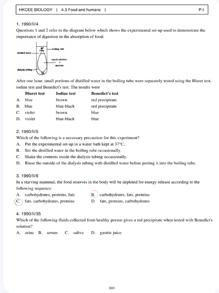 Food and Humans DSE MC | PDF