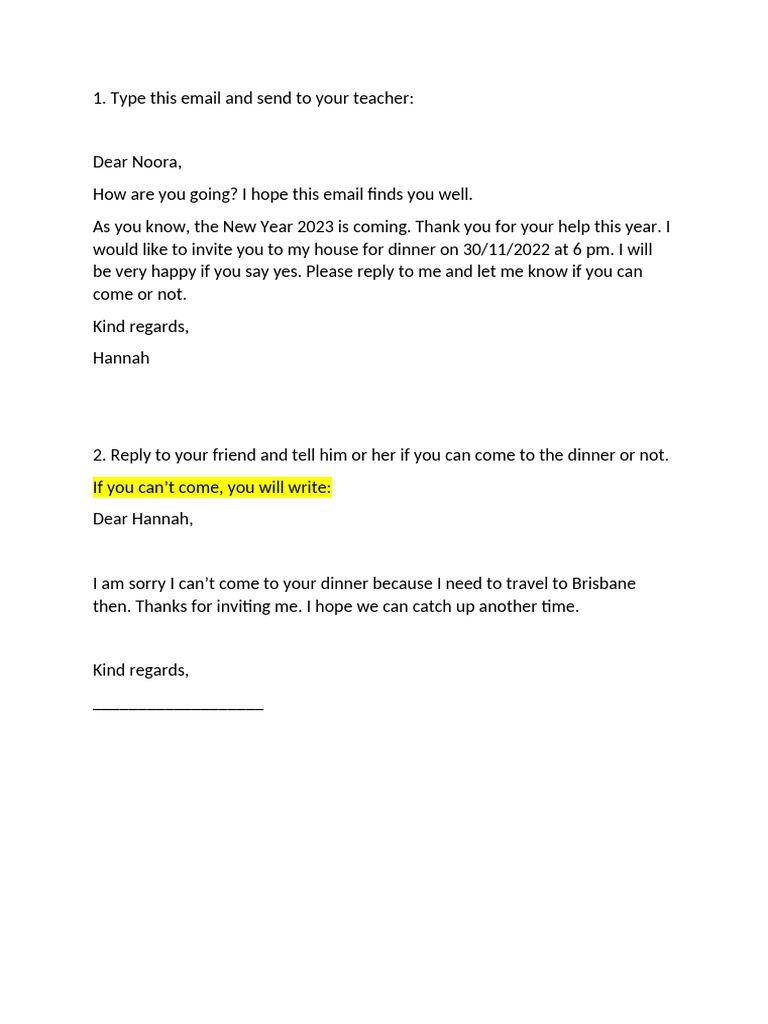 Computer - Email practice - Invite | PDF