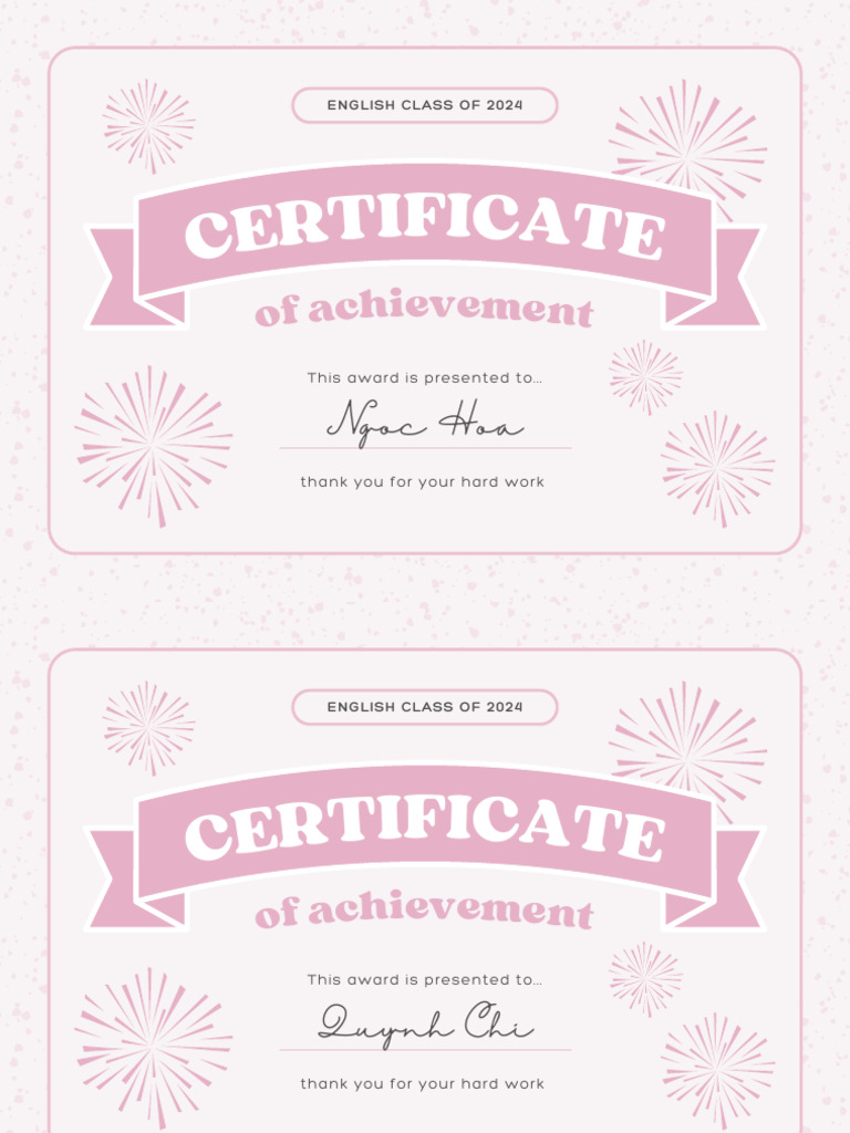 English Class of 2024 Achievement Certificates | PDF