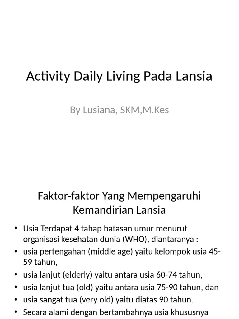 Activity Daily Living Pada Lansia | PDF