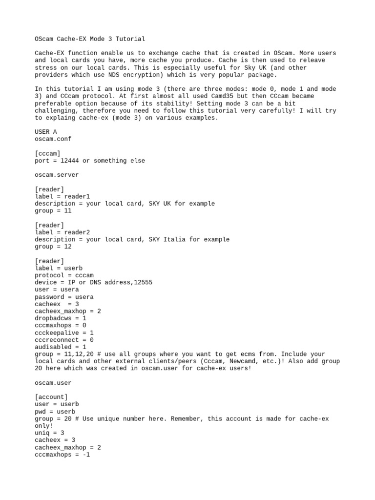 OScam Cache-EX Mode 3 Tutorial | PDF | Domain Name System | Network Architecture