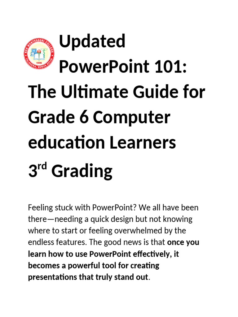 Exploring Powerpoint Grade 6 Comp. Ed. 3rd | PDF | Microsoft Power Point | Window (Computing)