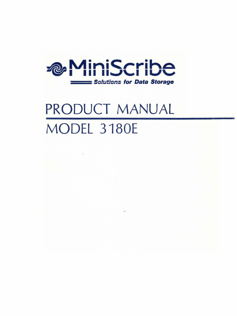MiniScribe 3180E ESDI Hard Drive Product Manual, 1988, Rev P2 | PDF ...