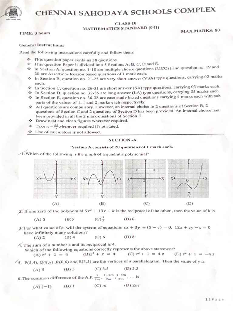 Chennai Sahodaya Paper | PDF