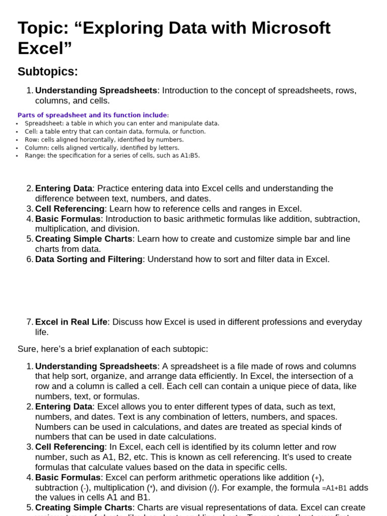 Excel Basics for Grade 5 Students | PDF | Spreadsheet | Microsoft Excel