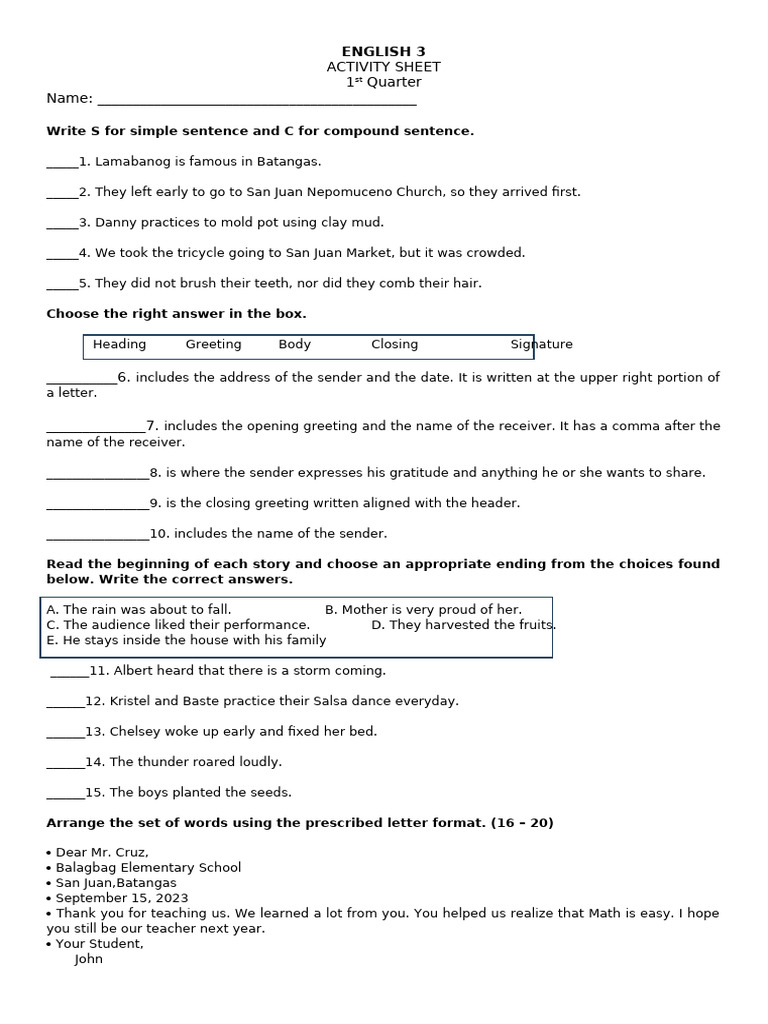English 3 q1 | PDF
