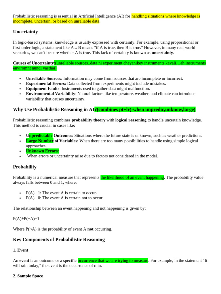 unit 4 AI | PDF | Probability | Uncertainty