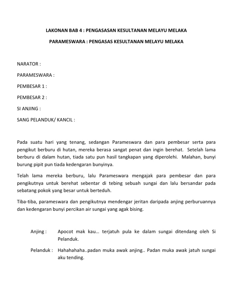 LAKONAN BAB 4 - Skrip Lakonan Induksi Set Tingkatan 1 | PDF