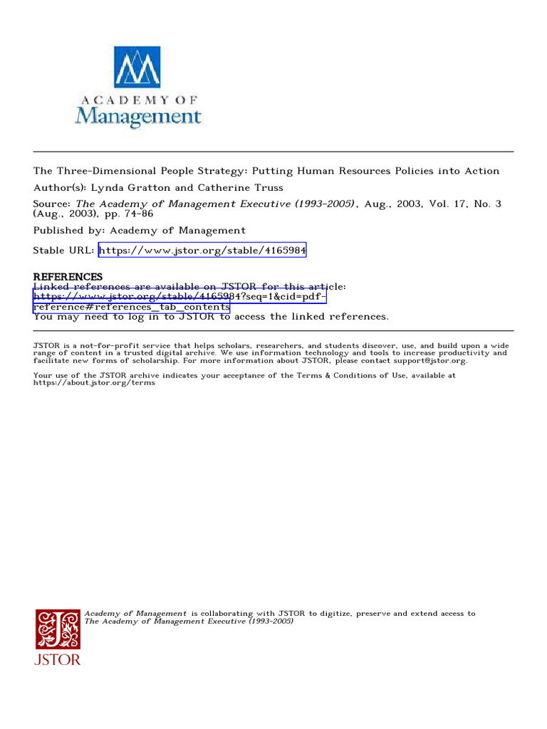 Three-Dimensional Model of HR Alignment (Gratton and Truss, 2003) | PDF ...