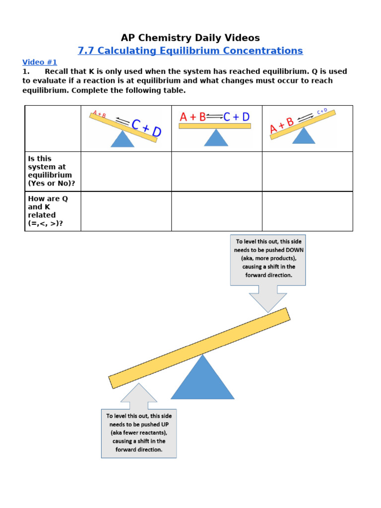Copy+of+7 7+Calculating+Equilibrium+Concentrations | PDF