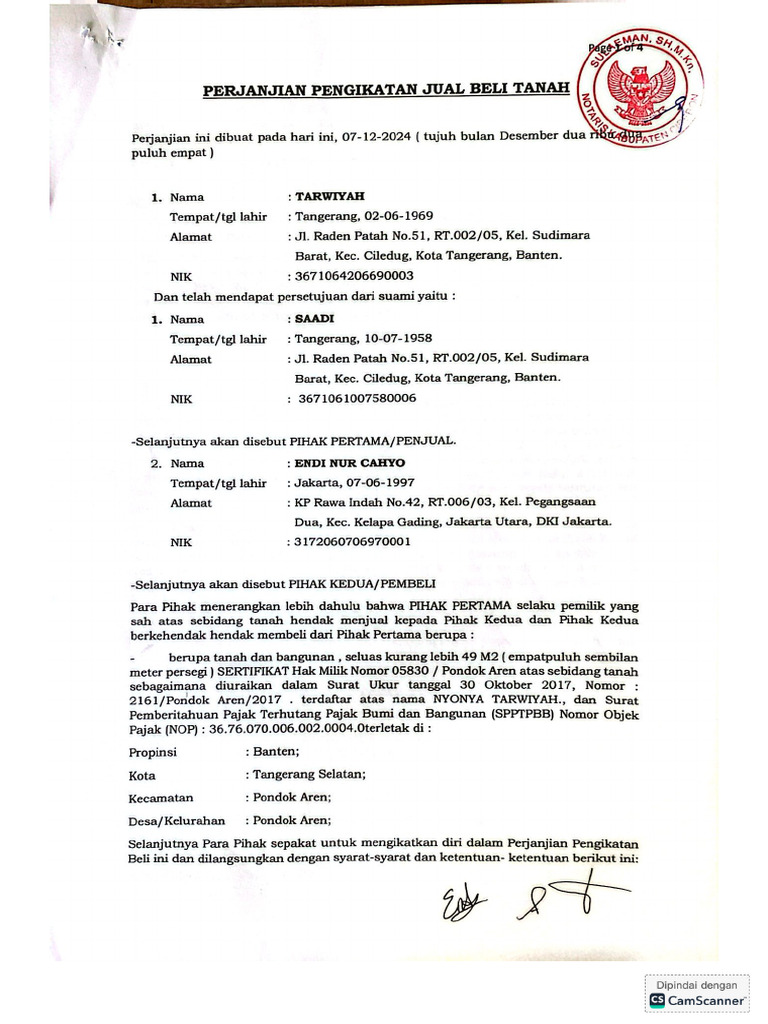 PPJB An Tarwiyah - Endi Nur Cahyo | PDF