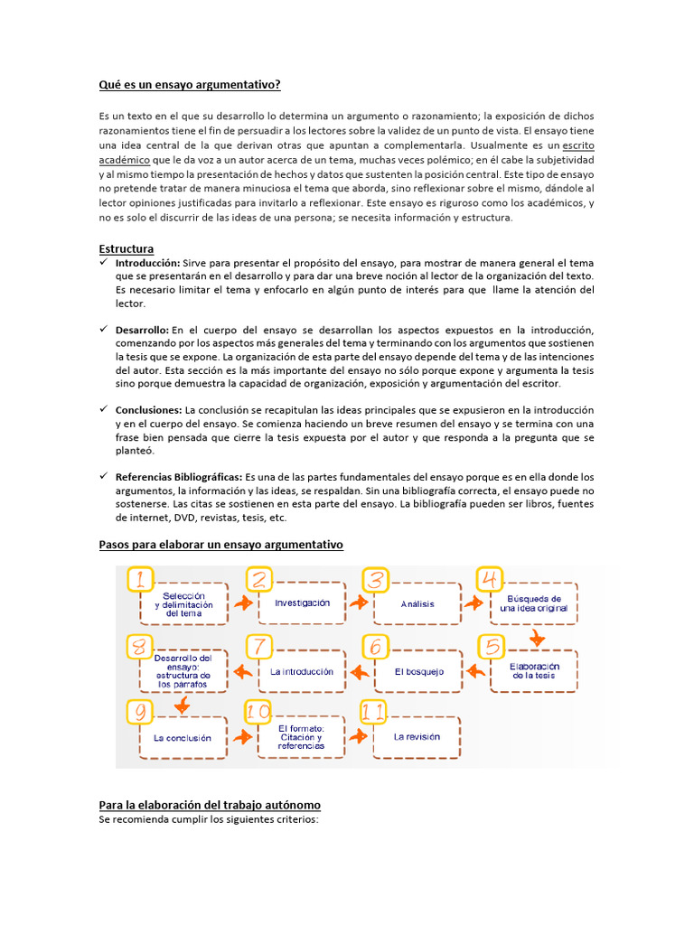 Guía para escribir un ensayo argumentativo | PDF | Ensayos ...