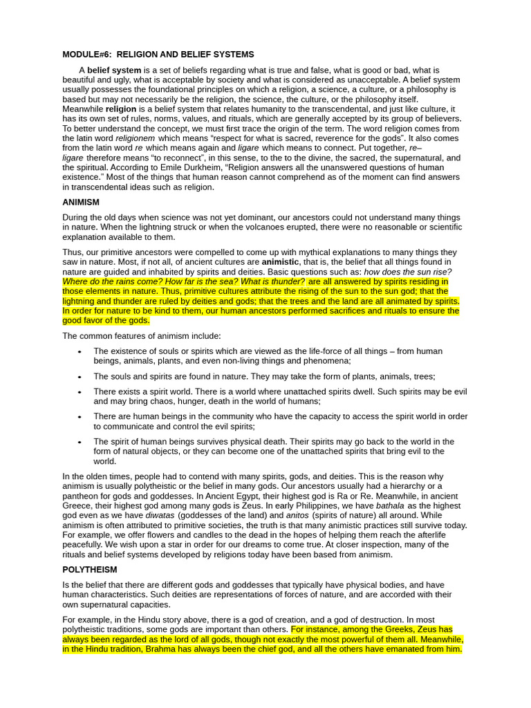 Religion - Module | PDF | Monotheism | Deities