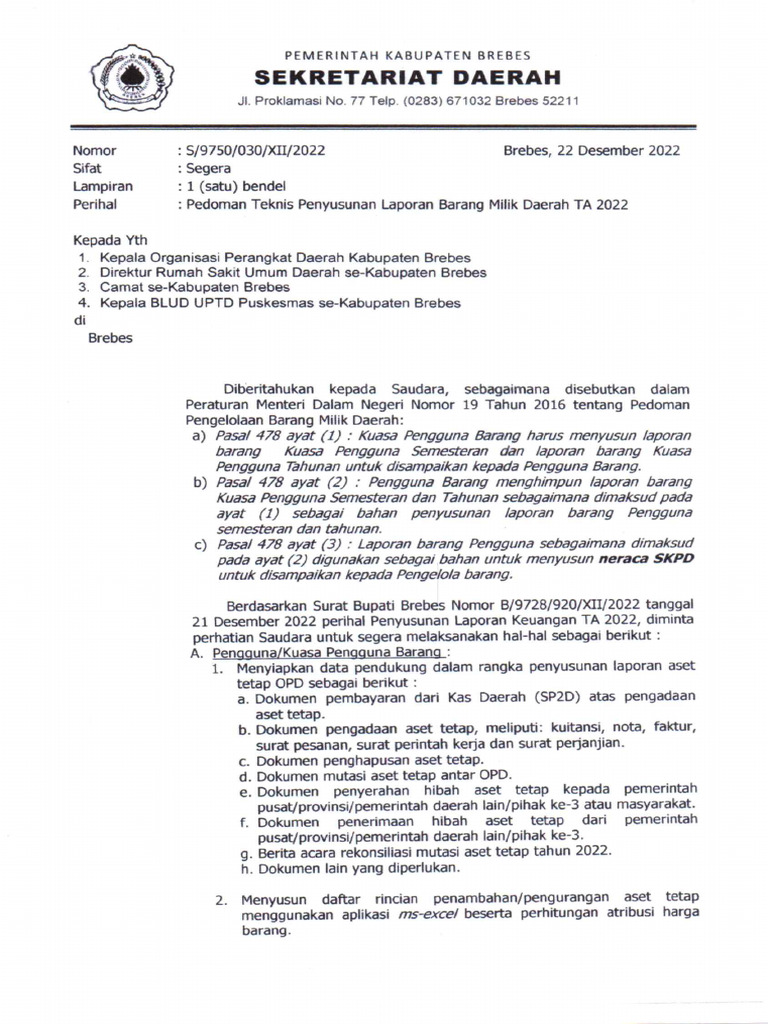 Pedoman Teknis Penyusunan Laporan BMD TA 2022 | PDF