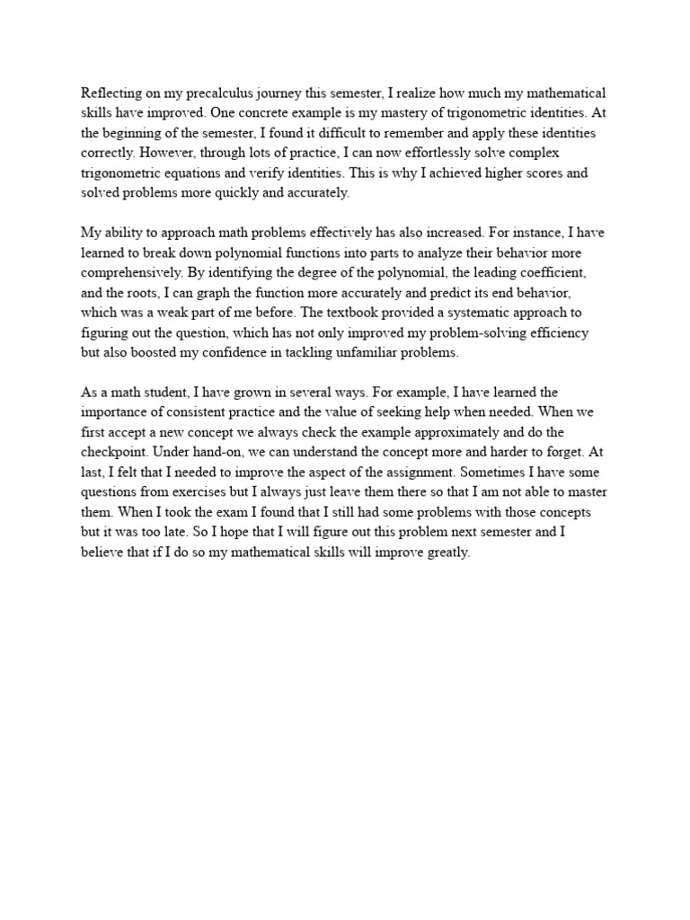 Reflection Math Precal | PDF