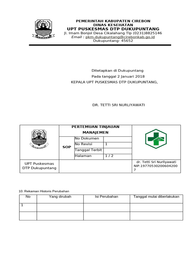 SOP Puskesmas DTP Dukupuntang 2018 | PDF