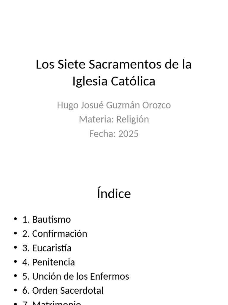 Significado de los Siete Sacramentos | PDF