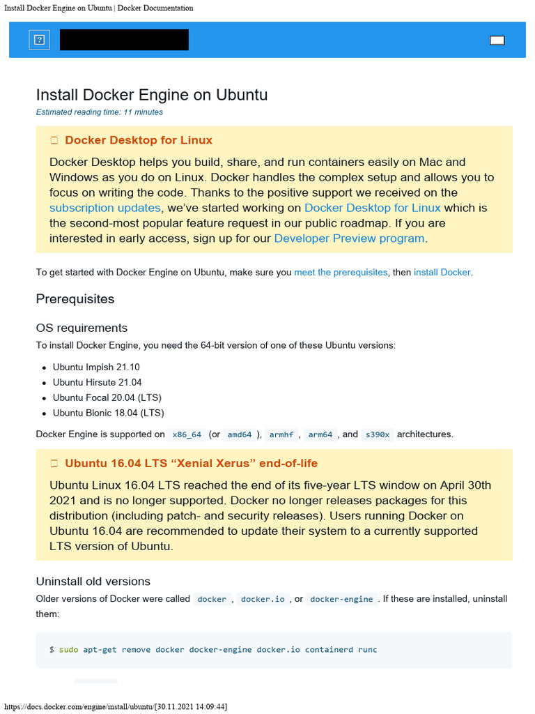 Install Docker Engine On Ubuntu Docker Documentation | PDF | Linux Distribution | Software ...
