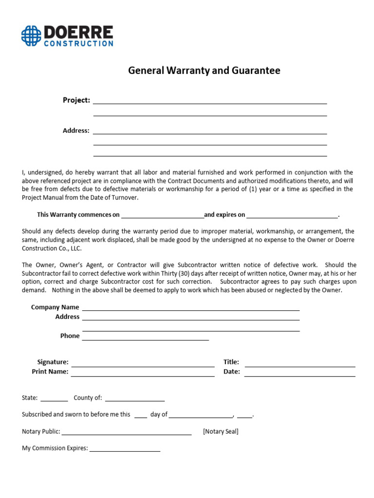 DCC Letter of Warranty | PDF