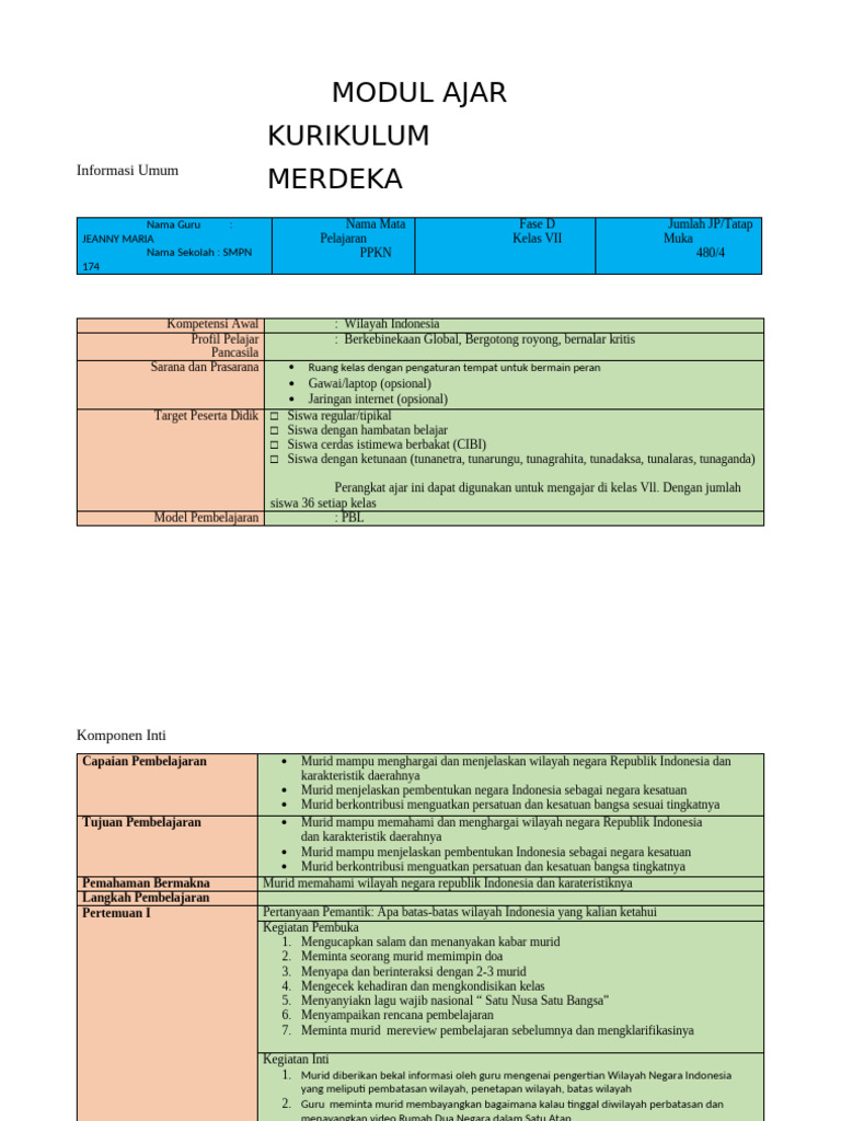 Contoh Modul Ajar | PDF
