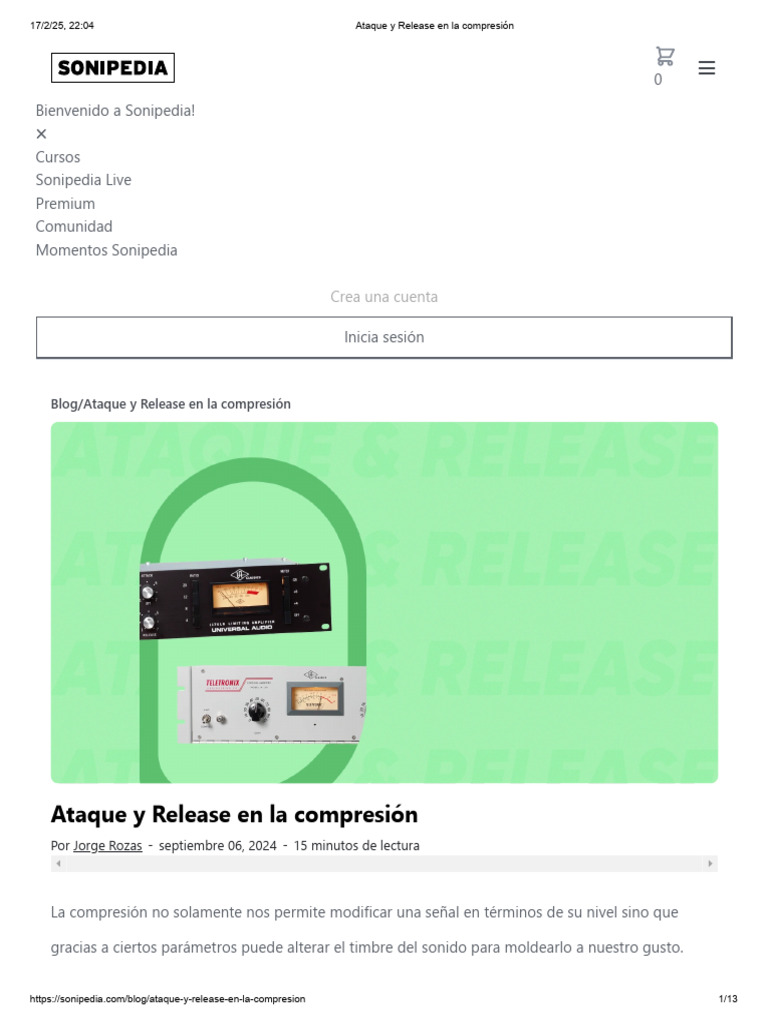 Ataque y Release en La Compresión (Valores para Voces) | PDF | Sonido ...